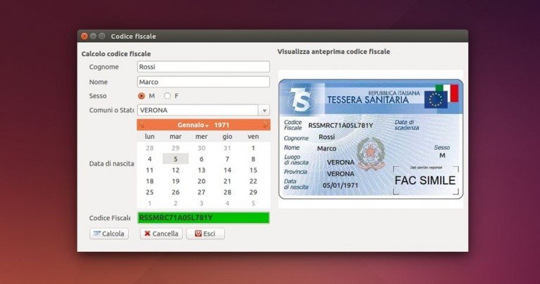 Calcolare il Codice Fiscale da Desktop - Linux Freedom