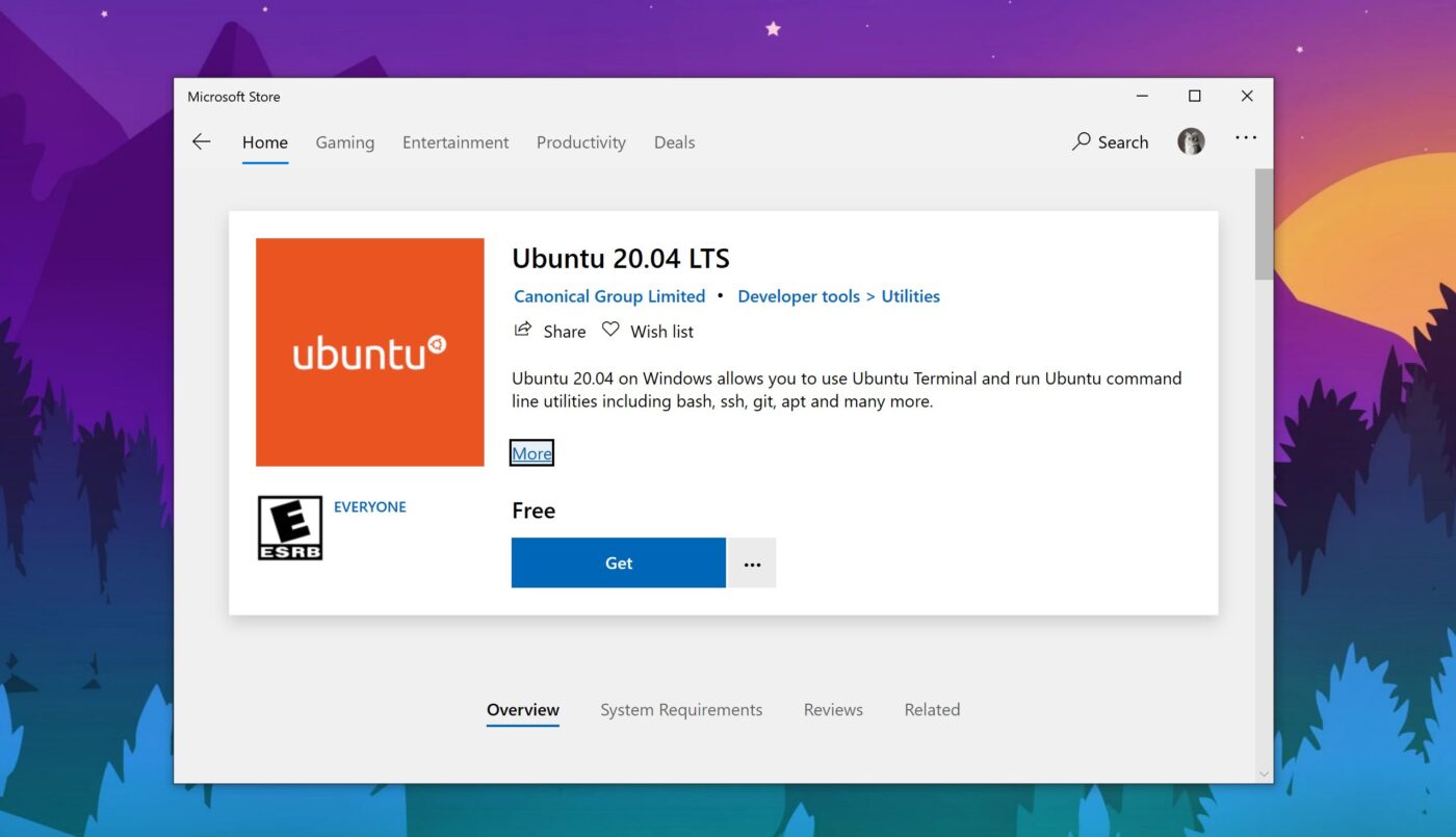 Ubuntu 20.04 LTS disponibile anche sull'App Store di Windows 10